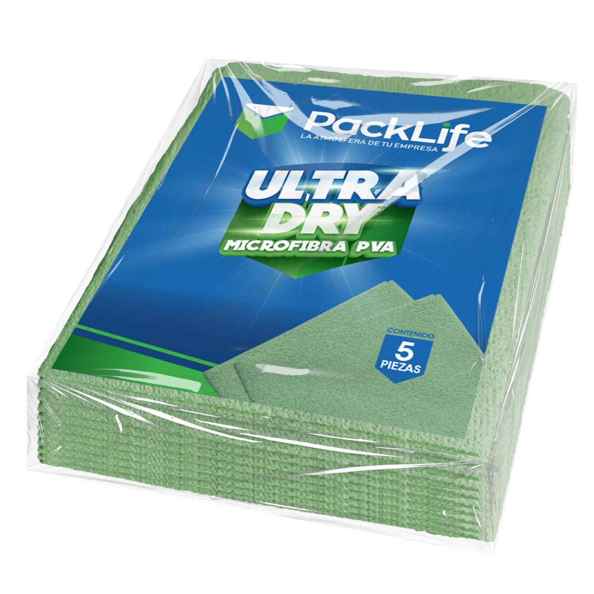 Packlife | Set 5 Paños PVA Ultra Dry Súper Absorbentes en Varios Colores